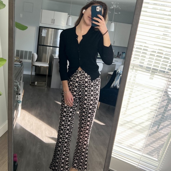 Cider | Pants & Jumpsuits | New Cider Black And White Floral Printed ...